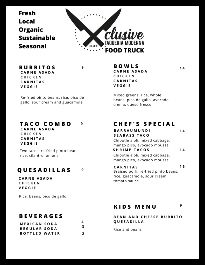 Xclusive Menu - Holy Trinity Catholic Church